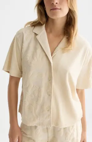 Scotch & Soda Terry Cloth Camp Shirt - Fog