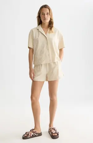 Scotch & Soda Terry Cloth Camp Shirt - Fog