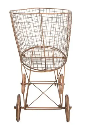 STORIED HOME Metal Rolling Laundry Cart With Rack
