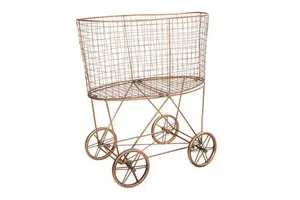 STORIED HOME Metal Rolling Laundry Cart With Rack