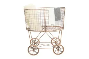 STORIED HOME Metal Rolling Laundry Cart With Rack