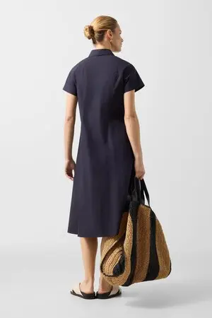 Bogner Alison Poplin Blouse Shirt Dress - Navy Blue
