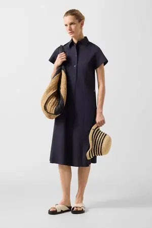 Bogner Alison Poplin Blouse Shirt Dress - Navy Blue