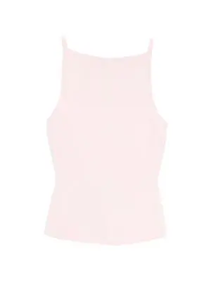 Maje Ribbed Square Neck Tank Top - Pink