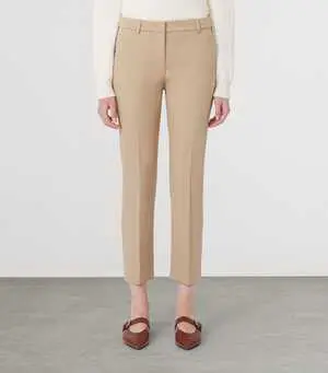 Max Mara Stretch-cotton Ankle-length Trousers - Beige
