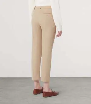 Max Mara Stretch-cotton Ankle-length Trousers - Beige
