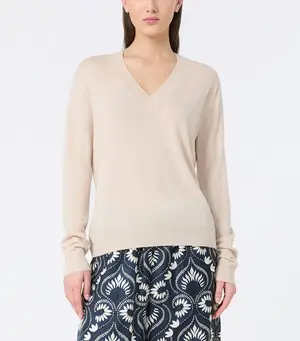 Max Mara Wool-cashmere V-neck Sweater - Beige