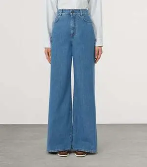 Max Mara Soft Cotton Wide-leg High-rise Jeans