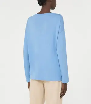 Max Mara Silk-cotton Boat-neck Sweater - Blue