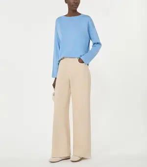 Max Mara Silk-cotton Boat-neck Sweater - Blue