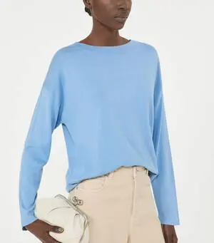 Max Mara Silk-cotton Boat-neck Sweater - Blue
