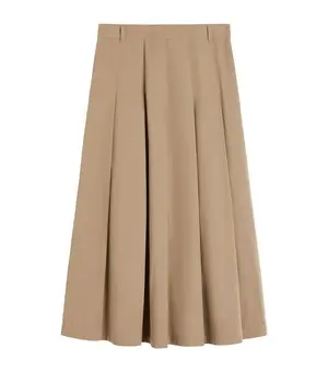 Max Mara Gabardine Pleated Maxi Skirt