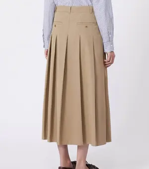 Max Mara Gabardine Pleated Maxi Skirt