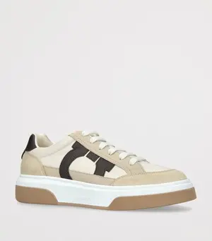 FERRAGAMO Low-top Gancini Sneakers - Beige