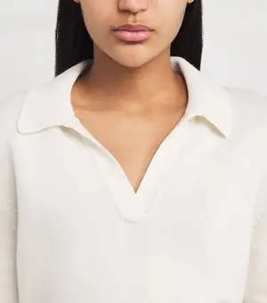 Harrods Cotton-cashmere Collared Sweater - Ivory