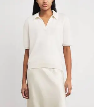 Harrods Cotton-cashmere Collared Sweater - Ivory