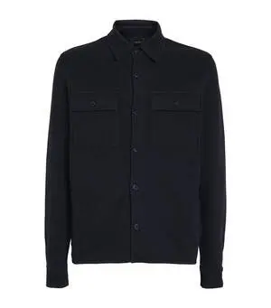 Vince Stretch Cotton-tencel Overshirt - Navy