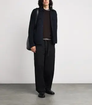 Vince Stretch Cotton-tencel Overshirt - Navy
