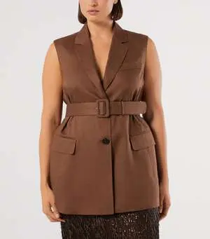 Marina Rinaldi Linen Canvas Belted Waistcoat