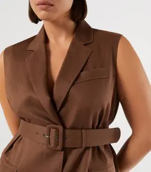 Marina Rinaldi Linen Canvas Belted Waistcoat