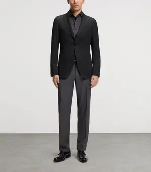 BOSS Wool-silk Slim Fit Blazer - Black