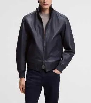 BOSS X Aston Martin Leather Jacket - Blue