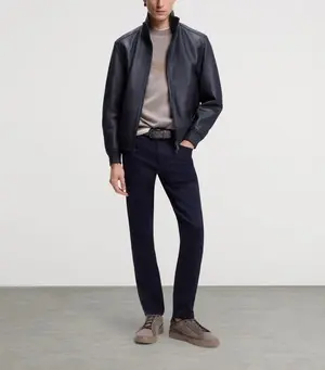 BOSS X Aston Martin Leather Jacket - Blue