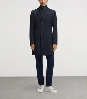BOSS Cotton-blend Padded-liner Coat - Blue