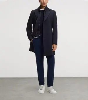 BOSS Cotton-blend Padded-liner Coat - Blue