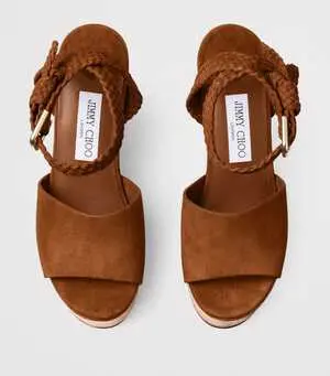 JIMMY CHOO Jori 100 Suede Wedge Sandals