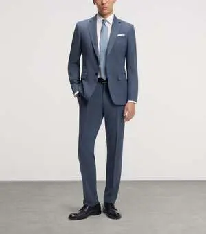 BOSS Stretch-wool Blazer - Blue