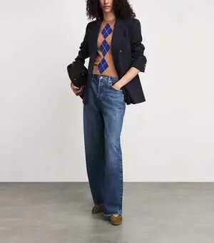 ME+EM Wool-cashmere Argyle T-shirt