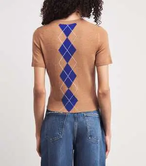 ME+EM Wool-cashmere Argyle T-shirt