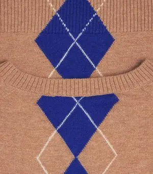 ME+EM Wool-cashmere Argyle T-shirt