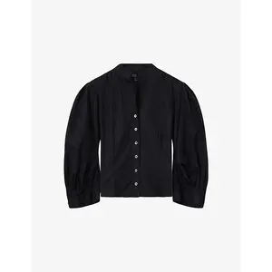ALLSAINTS Maud Stand-collar Cotton Shirt - Black