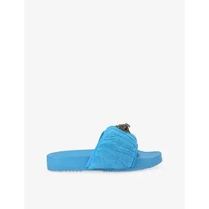 Kurt Geiger Eagle Puff Fabric Slides - Mid Blue