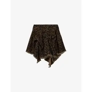 ALLSAINTS Crissy Leopard-print Denim Mini Skirt