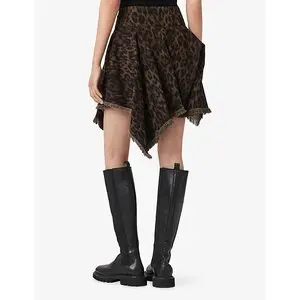 ALLSAINTS Crissy Leopard-print Denim Mini Skirt