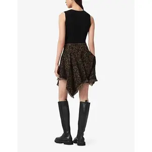 ALLSAINTS Crissy Leopard-print Denim Mini Skirt