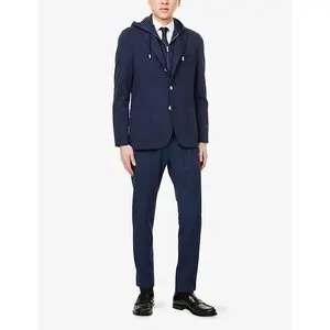 Eleventy Detachable-hood Cotton-blend Jacket - Blue