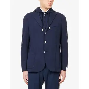 Eleventy Detachable-hood Cotton-blend Jacket - Blue