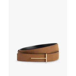 TOM FORD Slim-t Reversible Leather Belt - Olive Brown