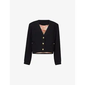 BLAZÉ MILANO Riviera Boxy Woven Bolero Jacket - Black