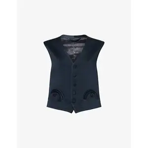 BLAZÉ MILANO Feral Satin Waistcoat - Dark Navy