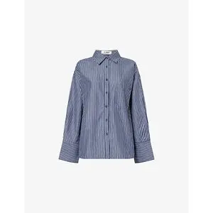 4TH & RECKLESS Frankie Stripe Cotton-blend Shirt - Navy