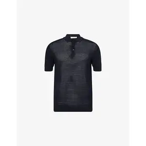 Orlebar Brown Burnham Textured-pattern Cotton-and-silk Polo Shirt