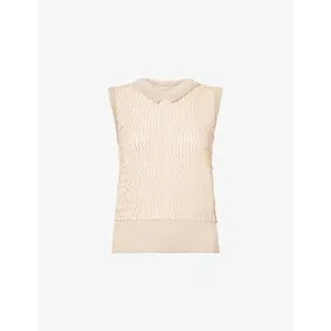 MAISON MARGIELA Scalloped-stitch Collared Knitted Vest - Pale Pink
