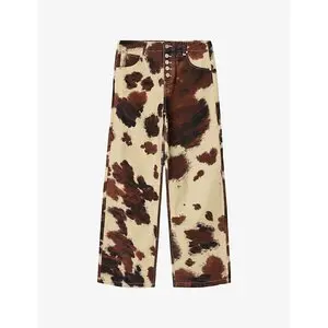 ALLSAINTS Tay Cow-print Straight-leg Mid-rise Jeans - Cow Print