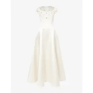 Huishan Zhang Margo Embellished Satin Gown - Ivory