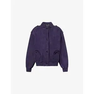 BLAZÉ MILANO Charlie Oversized Suede Bomber Jacket - Nuit